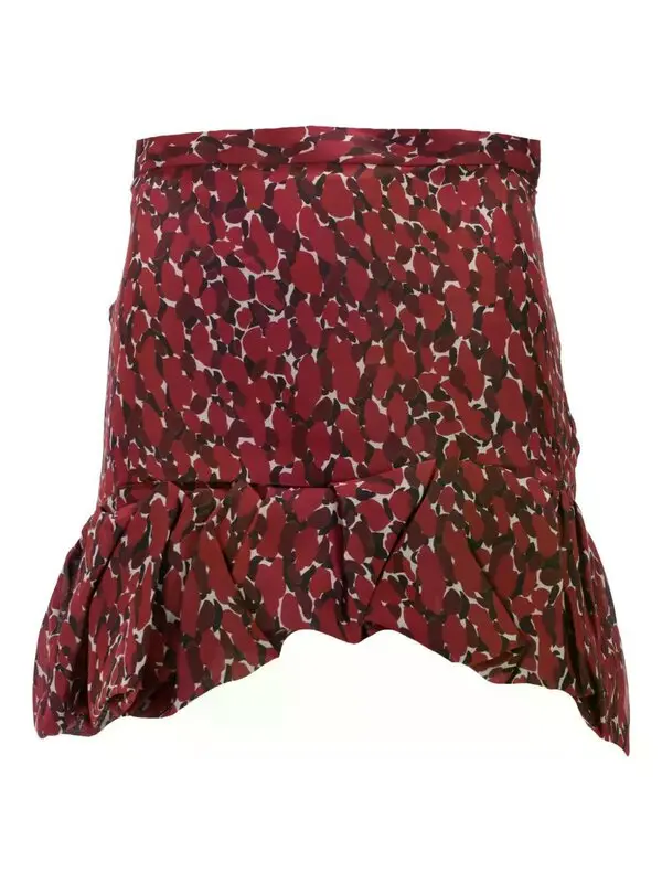 Saint Laurent Abstract-print Mini Skirt With Ruffle Hem