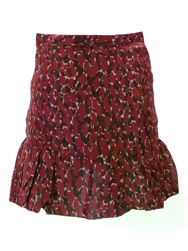 Saint Laurent Abstract-print Mini Skirt With Ruffle Hem
