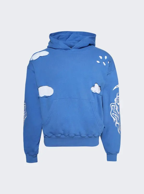 WARREN LOTAS Serenity Reaper Distressed Thermal Lined Hoodie - Blue