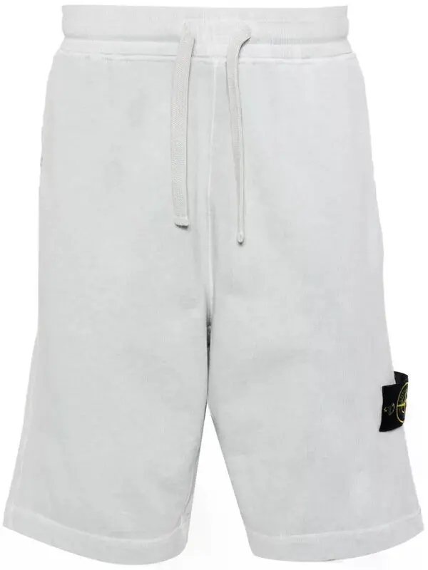 Stone Island Cotton Track Shorts With Detachable Compass Badge