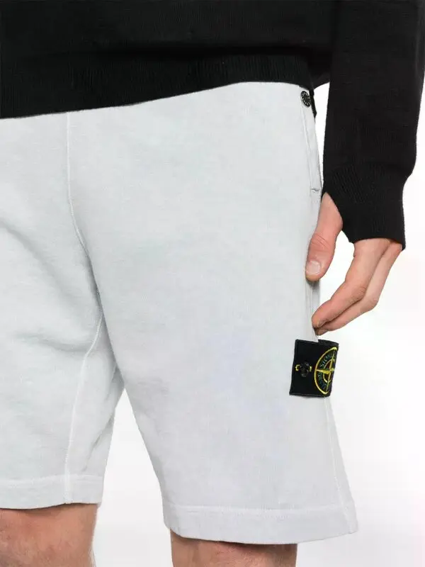 Stone Island Cotton Track Shorts With Detachable Compass Badge