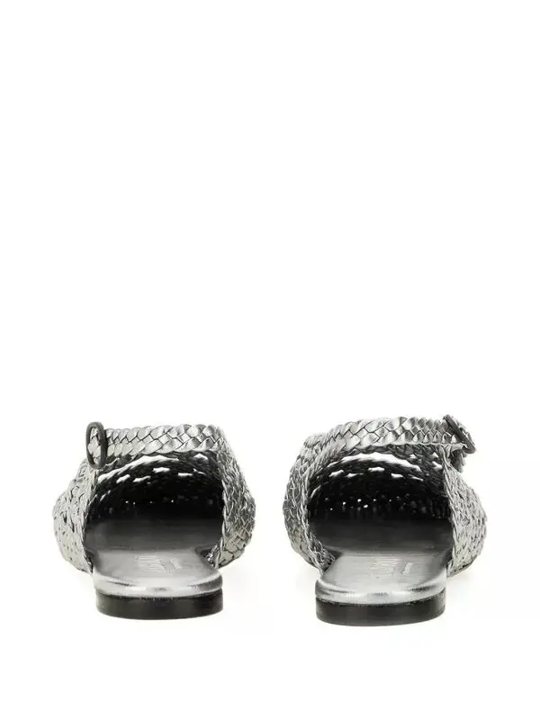 Hereu Woven Strap Ballet Flats - Silver