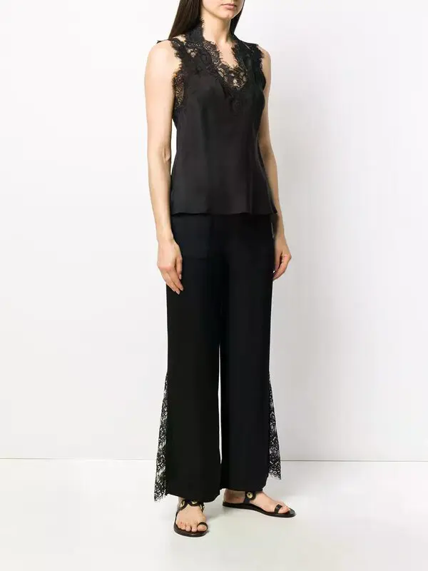 Gold Hawk Lace Panel Silk Blouse