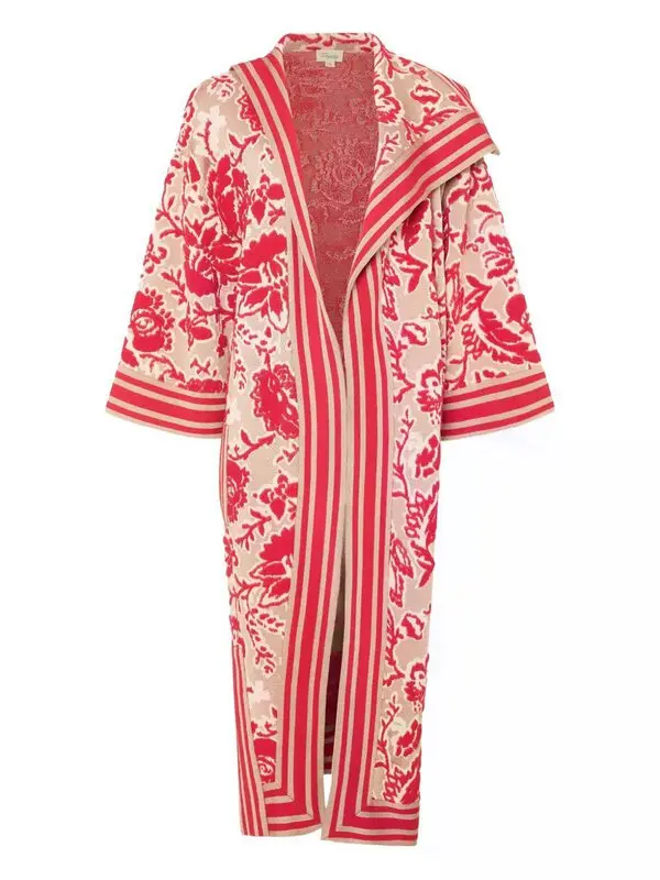 TEMPERLEY LONDON Francis Floral-pattern Striped Knit Cape