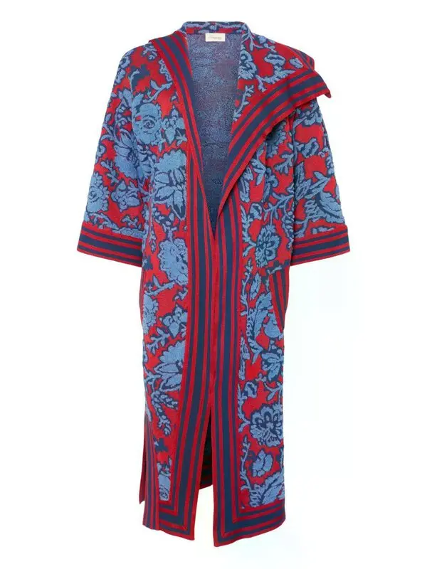 TEMPERLEY LONDON Francis Floral-pattern Striped Knit Cape