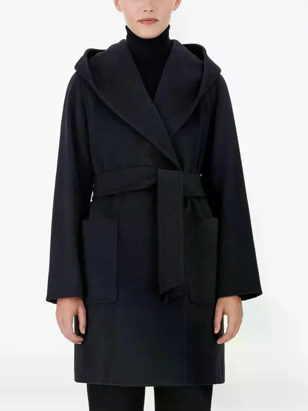 Max Mara Rialto Hooded Belted Coat - Blue