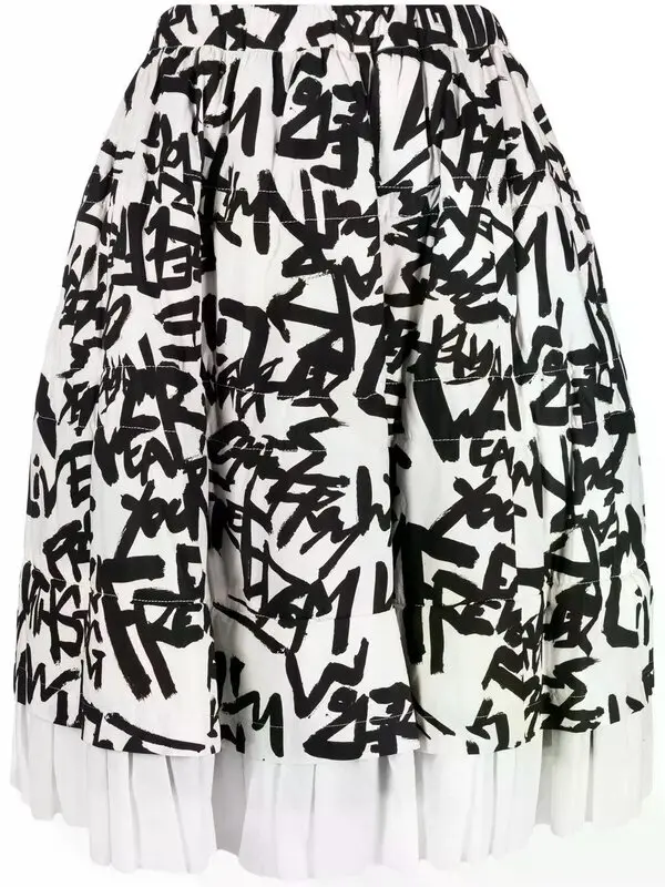 Comme Des Garçons Live Free-print Skirt - Black