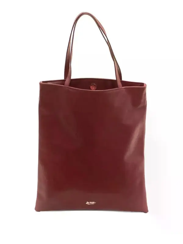 LA ROSE Logo Detail Leather Tote Bag - Red