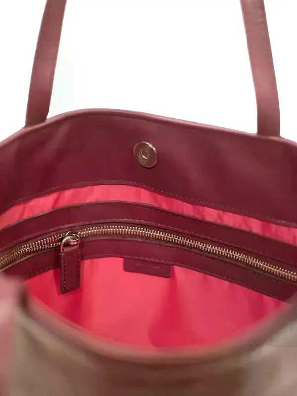 LA ROSE Logo Detail Leather Tote Bag - Red