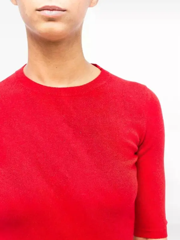 LA ROSE Round-neck Short-sleeve Jumper