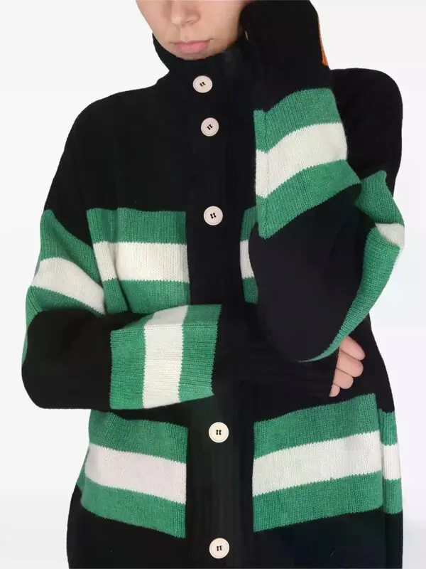 RIGHT FOR Striped Buttoned Cardigan