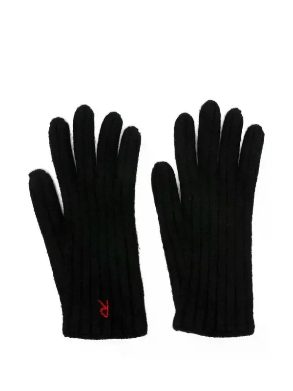 Ruslan Baginskiy Ribbed Embroidered Gloves - Black