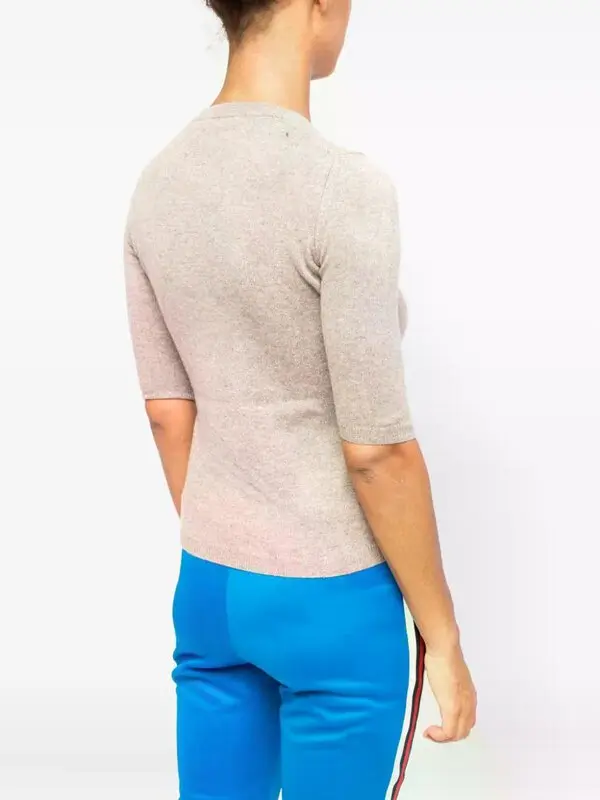 LA ROSE Crew-neck Three-quarter Sleeve Sweater