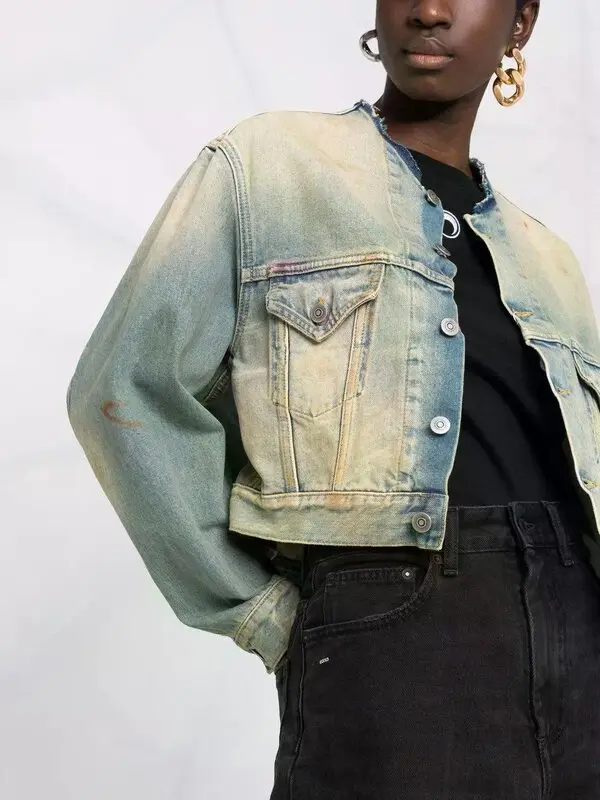 MAISON MARGIELA Distressed Collarless Denim Jacket