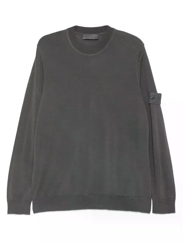 Stone Island Logo-patch Crew-neck Sweater - Grey