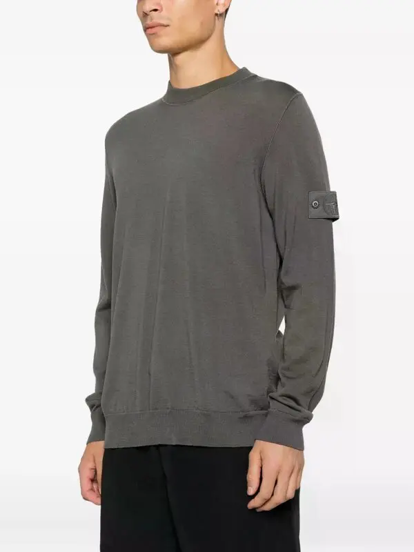 Stone Island Logo-patch Crew-neck Sweater - Grey