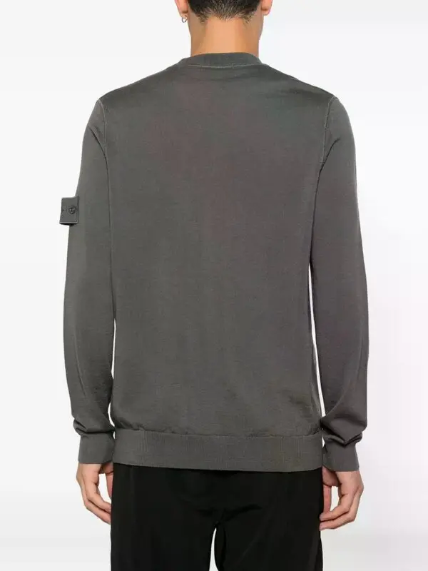 Stone Island Logo-patch Crew-neck Sweater - Grey