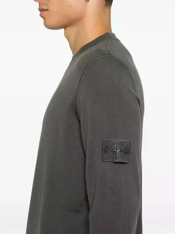 Stone Island Logo-patch Crew-neck Sweater - Grey