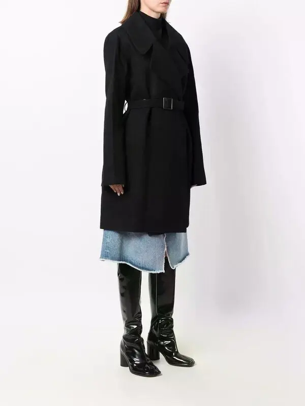 Rick Owens Belted Cotton Midi Coat