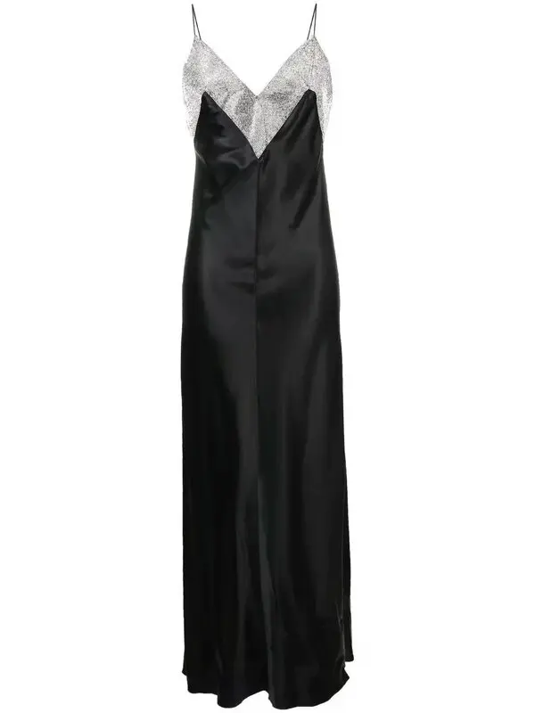 NUE Glittered-trim Slip Dress