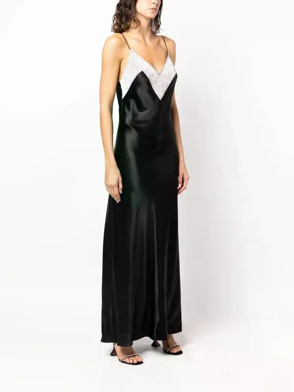 NUE Glittered-trim Slip Dress