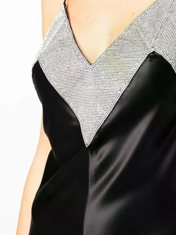 NUE Glittered-trim Slip Dress