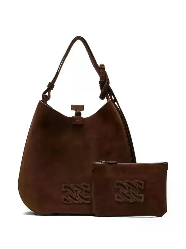 Casadei Knotted Suede Shoulder Bag - Brown