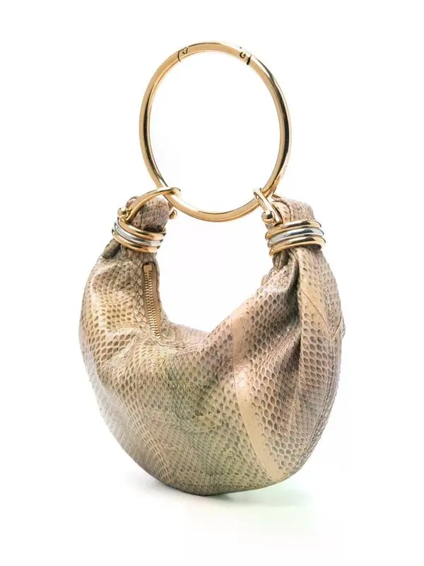 Chloé Embellished Watersnake Shoulder Bag - Neutrals