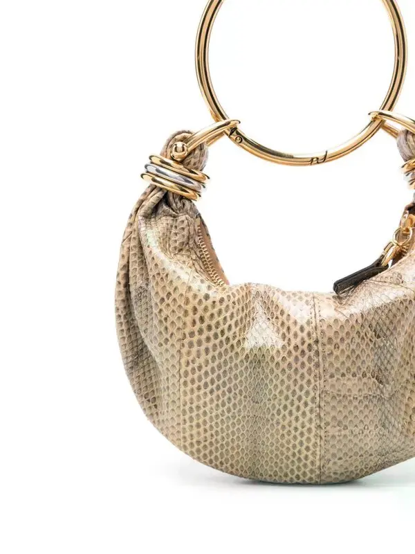 Chloé Embellished Watersnake Shoulder Bag - Neutrals
