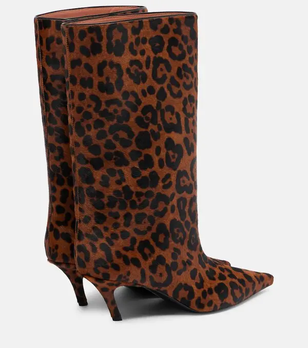 Amina Muaddi Fiona 60 Leopard-print Calf Hair Ankle Boots - Multicoloured