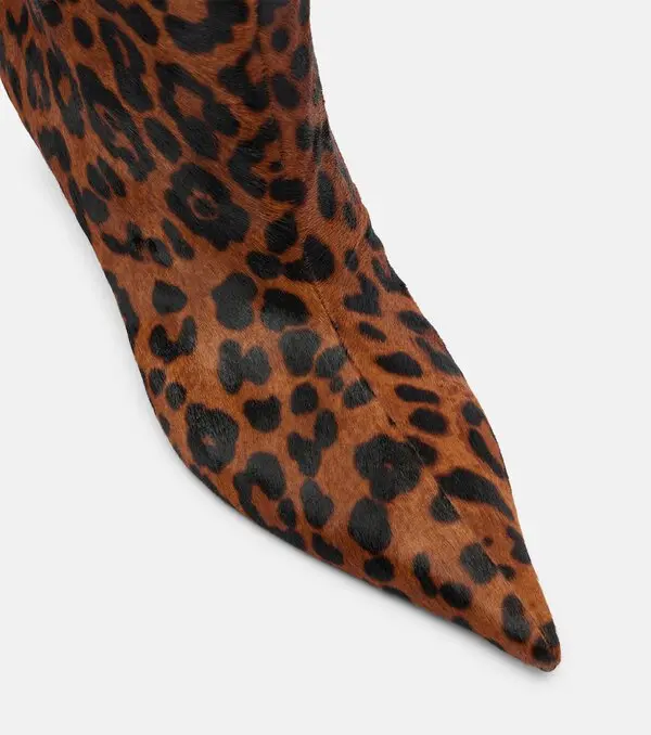 Amina Muaddi Fiona 60 Leopard-print Calf Hair Ankle Boots - Multicoloured
