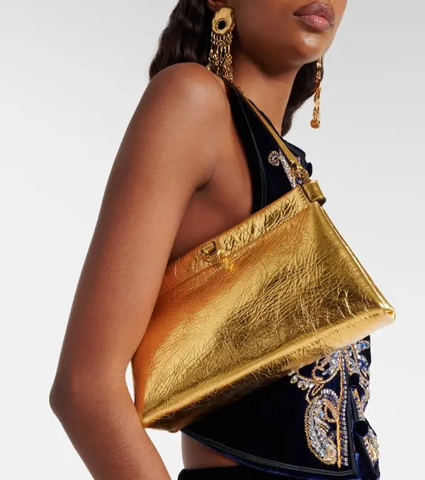 Etro Metallic Leather Clutch - Gold