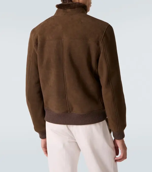 Thom Sweeney Shearling-lined Suede Bomber Jacket