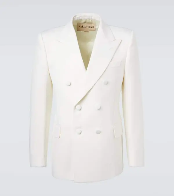 Valentino Garavani Double-breasted Virgin Wool Blazer - White