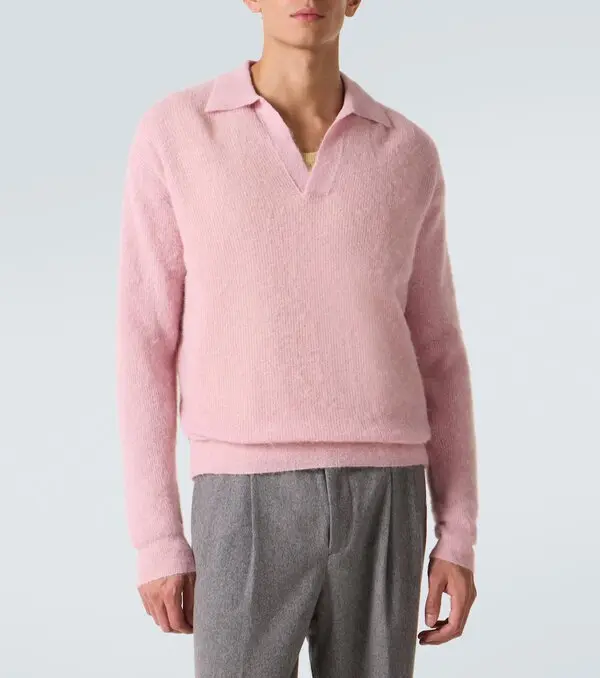 Auralee Alpaca-blend V-neck Sweater