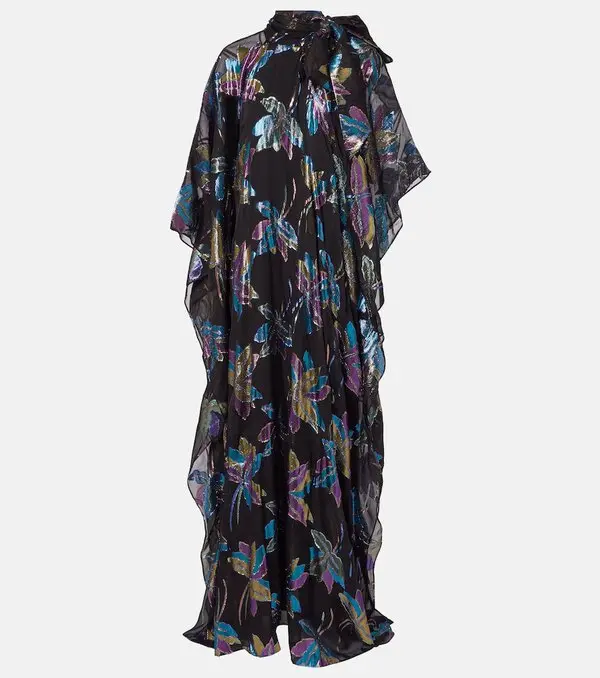 TALLER MARMO Stevie Tie-neck Silk-blend Lamé Kaftan