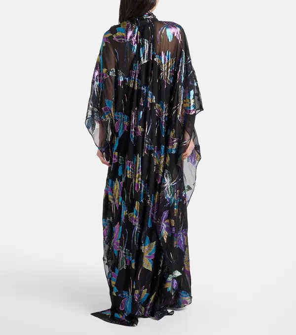TALLER MARMO Stevie Tie-neck Silk-blend Lamé Kaftan