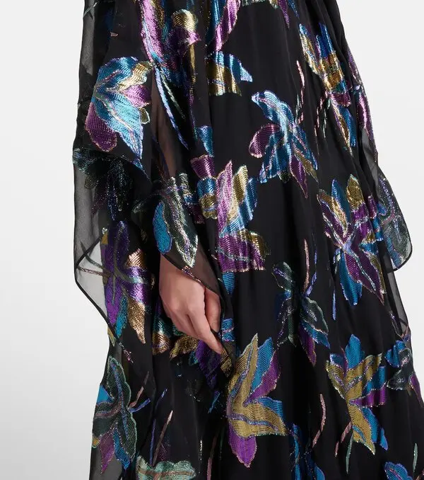 TALLER MARMO Stevie Tie-neck Silk-blend Lamé Kaftan