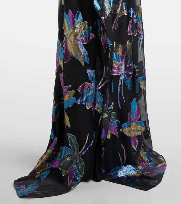 TALLER MARMO Stevie Tie-neck Silk-blend Lamé Kaftan