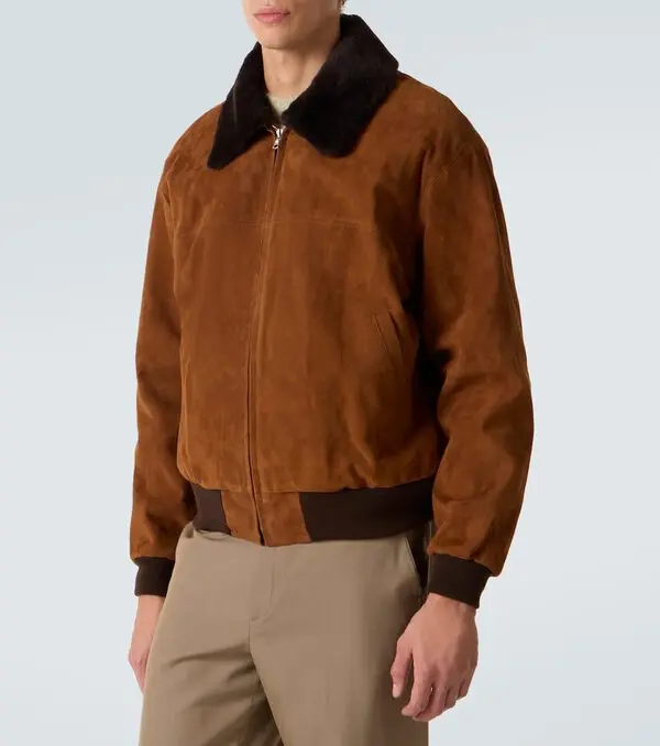 Auralee Shearling-trimmed Suede Blouson Jacket - Brown