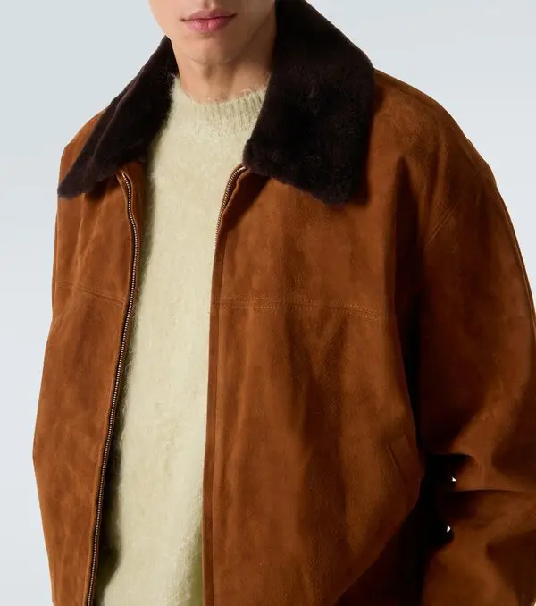 Auralee Shearling-trimmed Suede Blouson Jacket