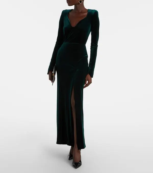 Galvan Vanitas Velvet Gown - Green