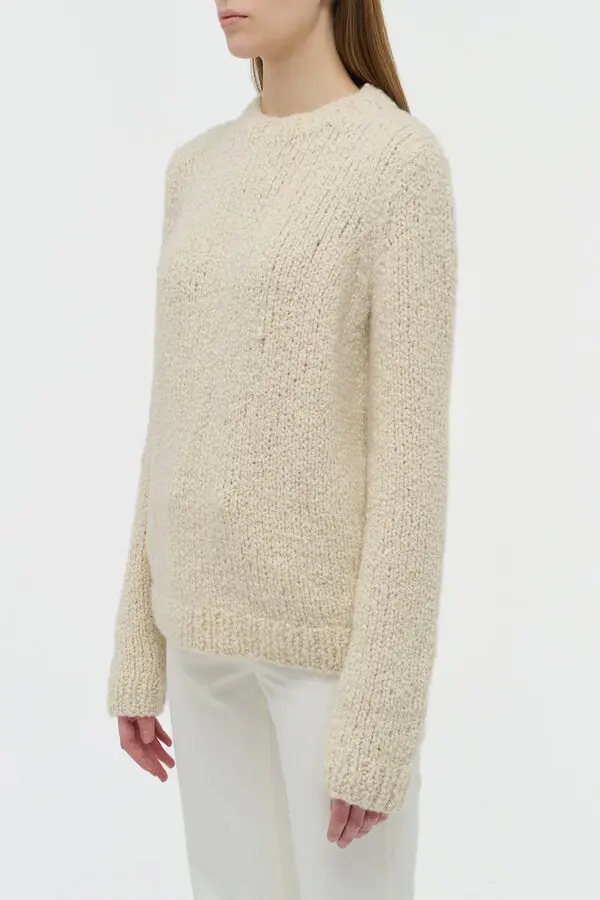 Gabriela Hearst Typhon Knit Sweater In Cashmere Boucle - Ivory