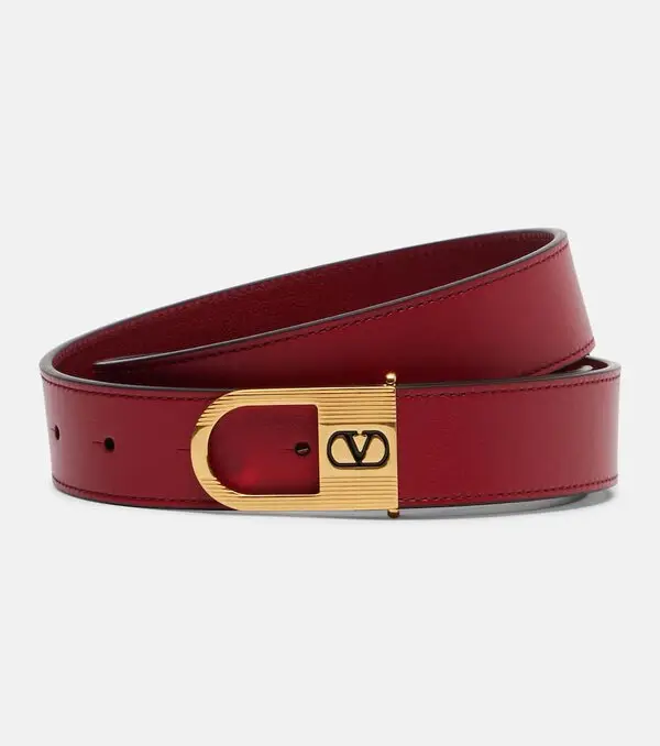 Valentino Garavani Vlogo Leather Belt - Red
