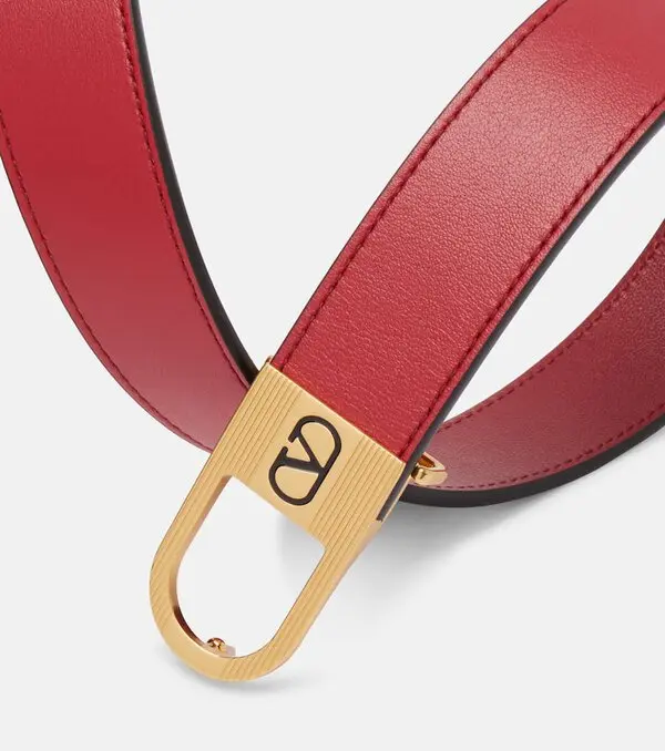 Valentino Garavani Vlogo Leather Belt - Red