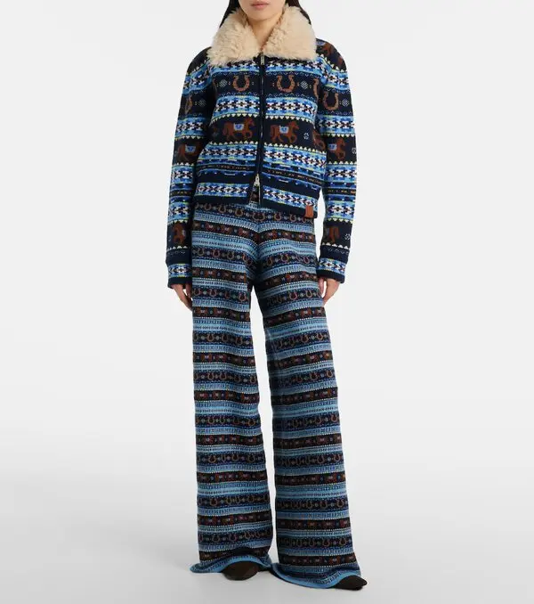 Stella McCartney Knitted Virgin Wool Wide-leg Pants - Multicoloured