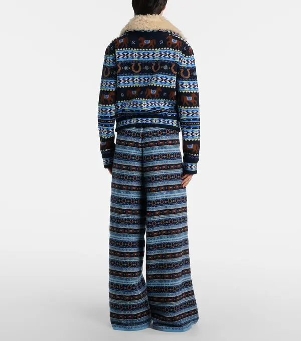 Stella McCartney Knitted Virgin Wool Wide-leg Pants - Multicoloured