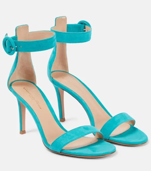 GIANVITO ROSSI Portofino 85 Suede Sandals - Blue