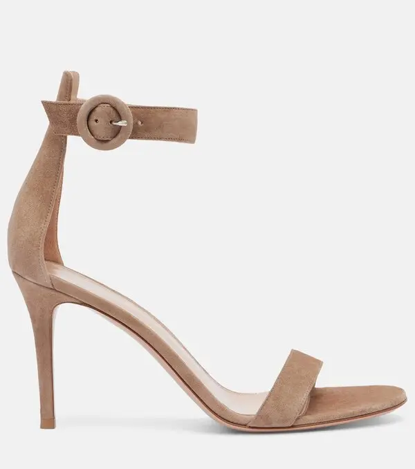 GIANVITO ROSSI Portofino 85 Suede Sandals - Brown