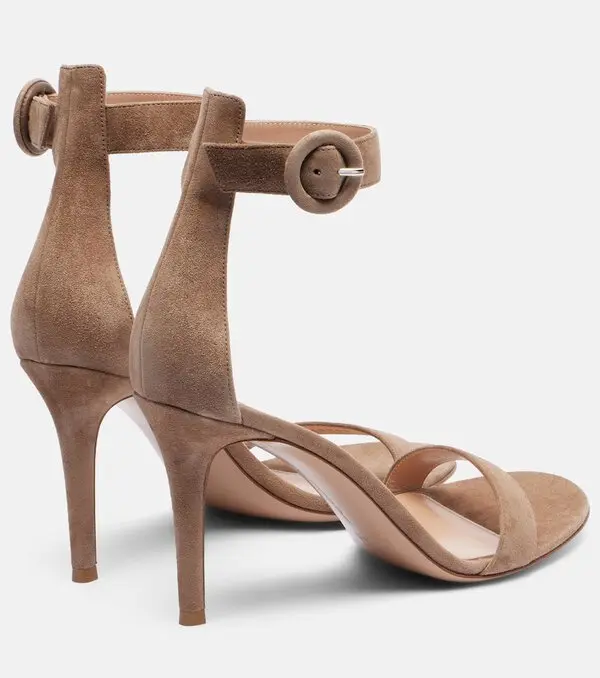GIANVITO ROSSI Portofino 85 Suede Sandals - Brown